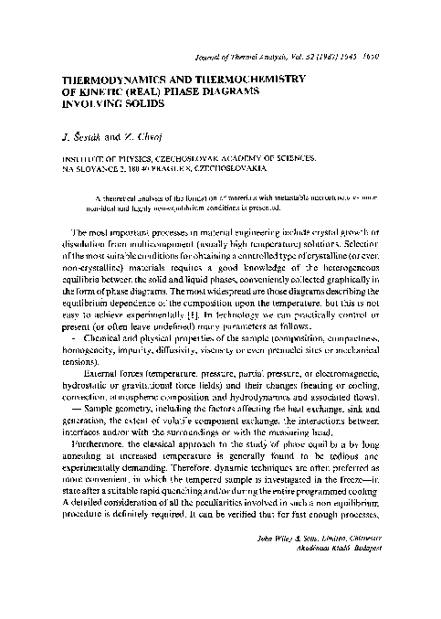 (PDF) Thermodynamics and thermochemistry of kinetic (real) phase ...