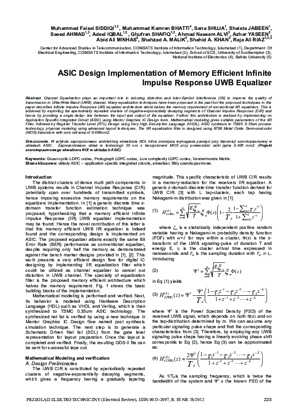 Pdf Asic Design Implementation Of Memory Efficient Infinite Impulse