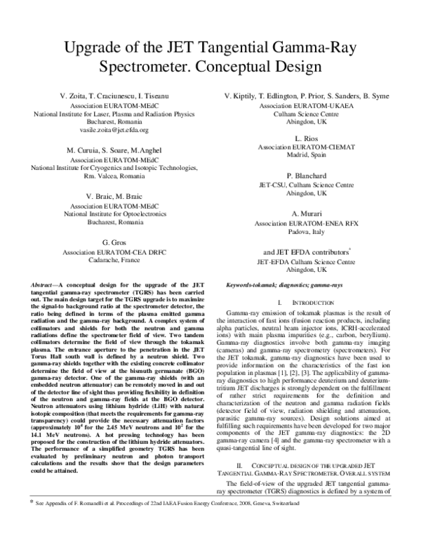 (PDF) Upgrade of the JET tangential gamma-ray spectrometer. Conceptual ...