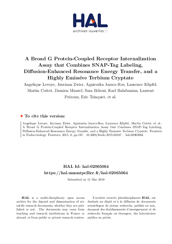(PDF) A Broad G Protein-Coupled Receptor Internalization Assay that ...