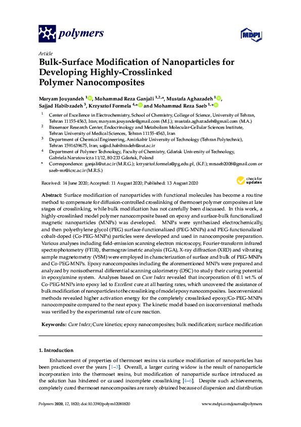 (PDF) Bulk-Surface Modification of Nanoparticles for Developing Highly ...