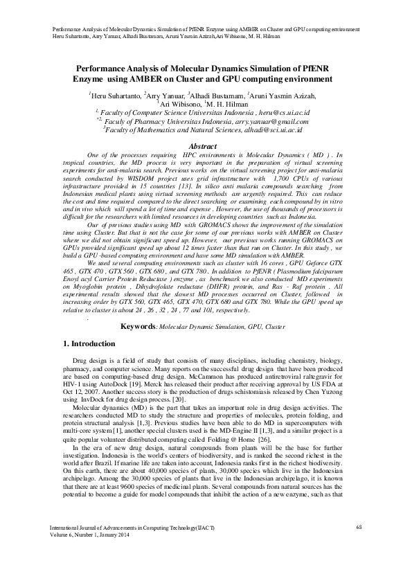 Pdf Performance Analysis Of Molecular Dynamics Simulation Of Pfenr