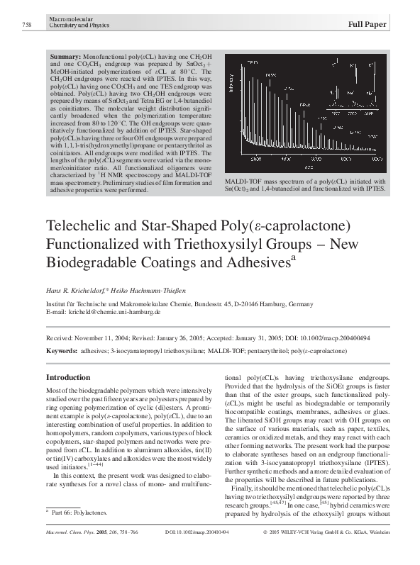 (PDF) Telechelic and Star-Shaped Poly(?-caprolactone) Functionalized ...