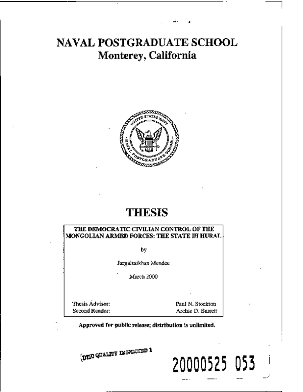 (PDF) The democratic civilian control of the Mongolian armed forces ...