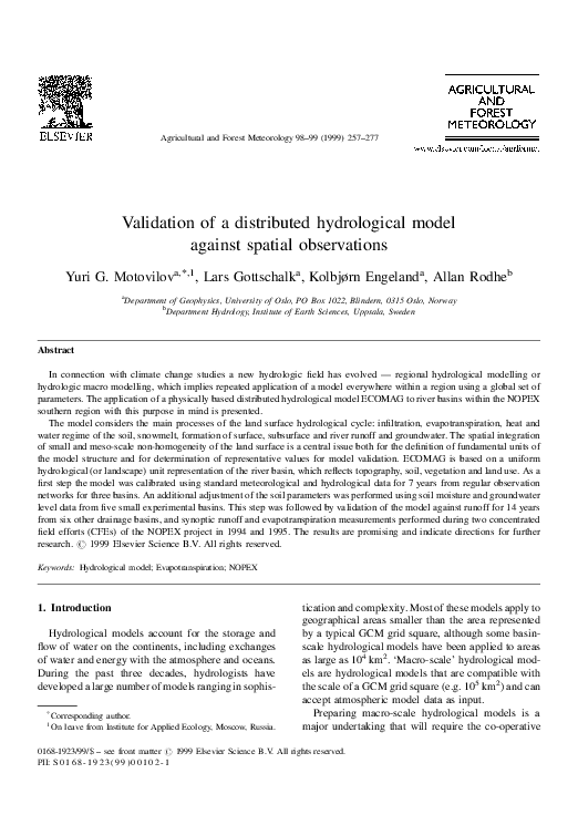 (PDF) Validation of a distributed hydrological model against spatial observations