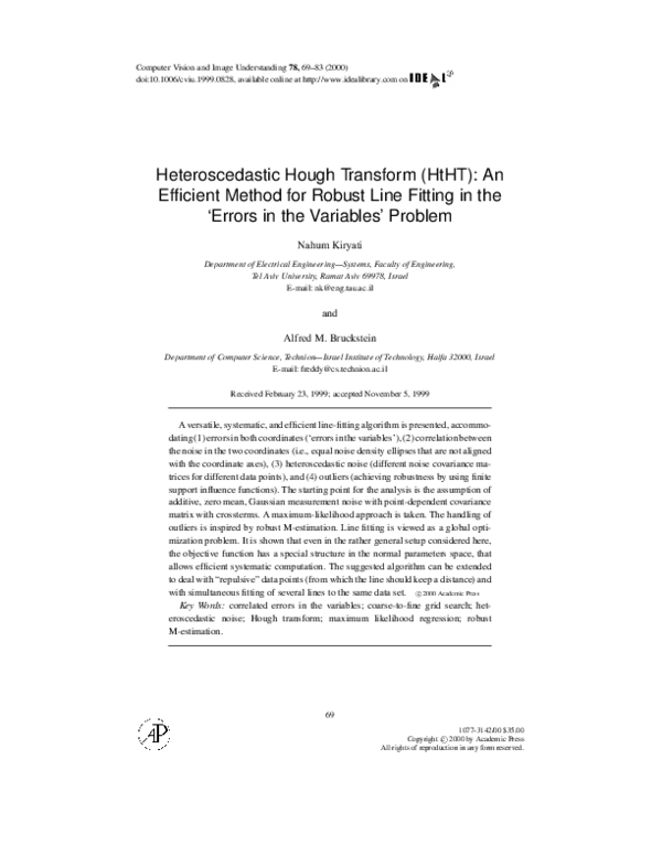 (PDF) Heteroscedastic Hough Transform (HtHT): An Efficient Method for ...