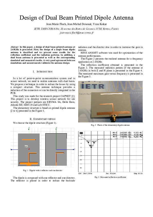(PDF) Design of dual beam printed dipole antenna