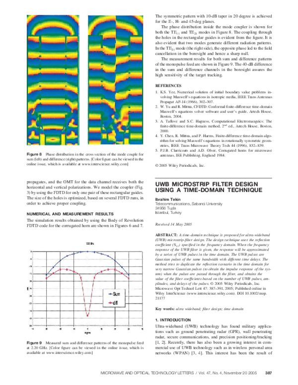 (PDF) UWB microstrip filter design using a time-domain technique