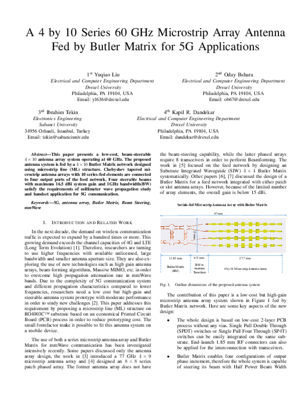 (PDF) Beam-Steerable 4x10 Antenna Array for 60 GHz 5G Applications