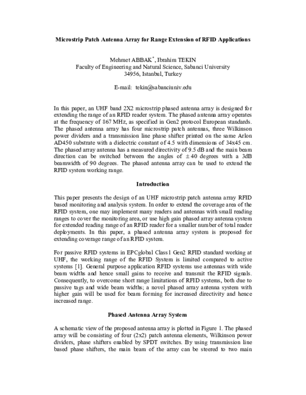 (PDF) Microstrip patch antenna array for range extension of RFID ...