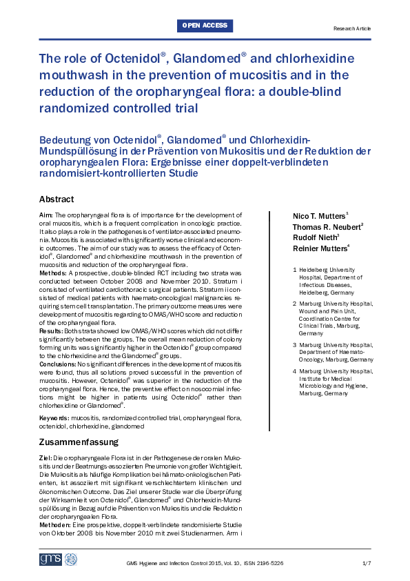 (PDF) The role of Octenidol(®), Glandomed(®) and chlorhexidine ...