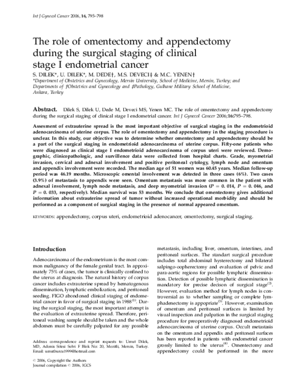 (PDF) The role of omentectomy and appendectomy during the surgical ...