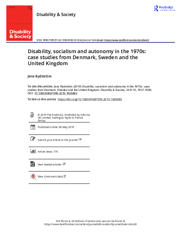 (PDF) Disability, socialism and autonomy in the 1970s: case studies ...