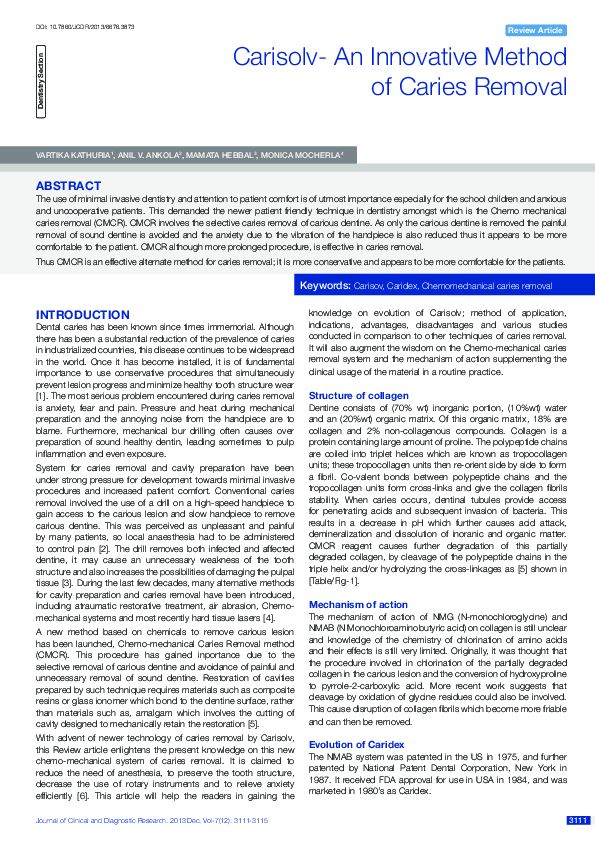 (PDF) Carisolv- an innovative method of caries removal