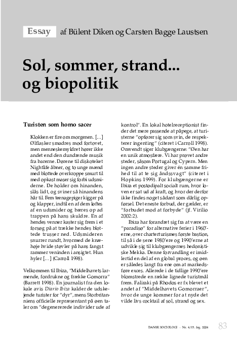 (PDF) Sol, sommer, strand... og biopolitik | Bulent Diken - Academia.edu