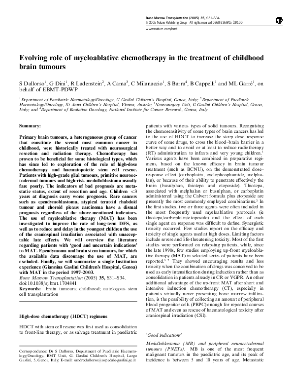 (PDF) Evolving role of myeloablative chemotherapy in the treatment of ...