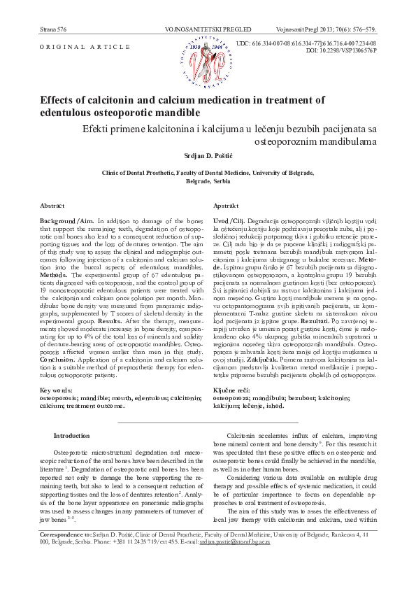 (PDF) Effects of calcitonin and calcium medication in treatment of ...