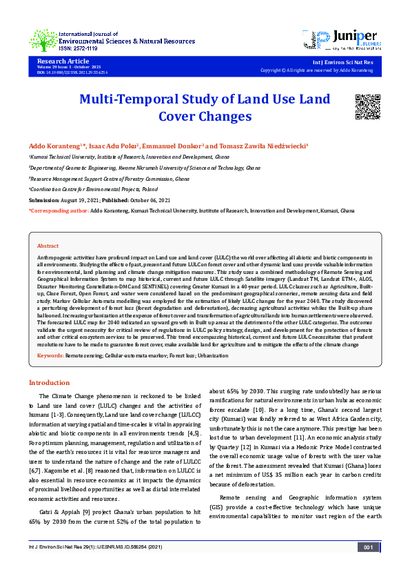 (PDF) Multi-Temporal Study of Land Use Land Cover Changes