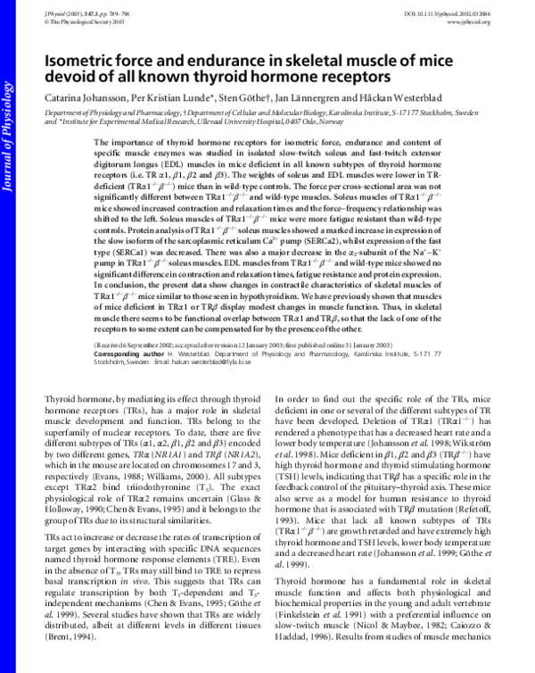 (PDF) Isometric force and endurance in skeletal muscle of mice devoid ...
