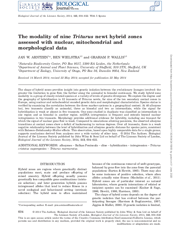 (PDF) The modality of nine Triturus newt hybrid zones assessed with ...