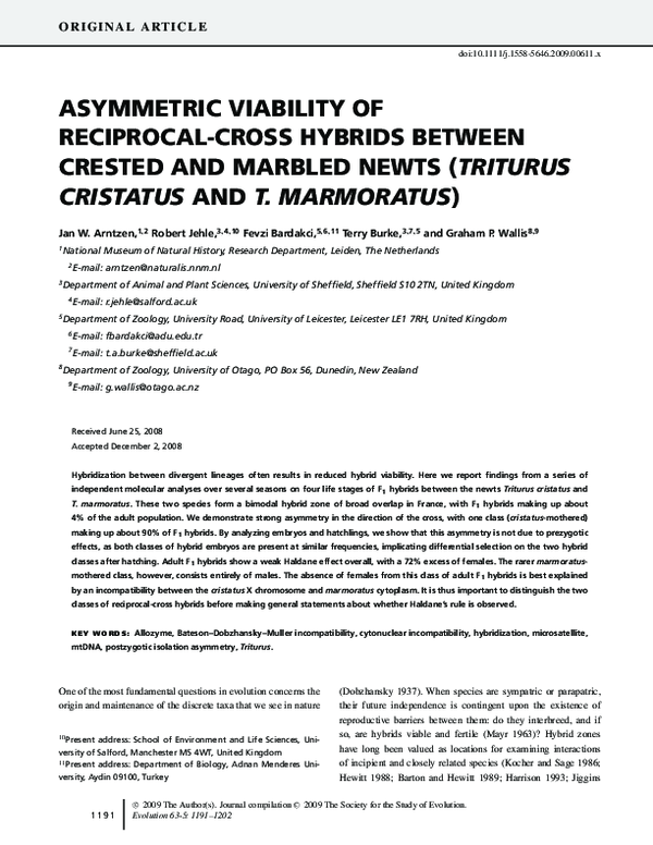 (PDF) Asymmetric Viability of Reciprocal-Cross Hybrids Between Crested ...