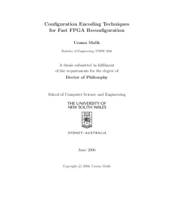 Pdf Configuration Encoding Techniques For Fast Fpga Reconfiguration Usama Malik