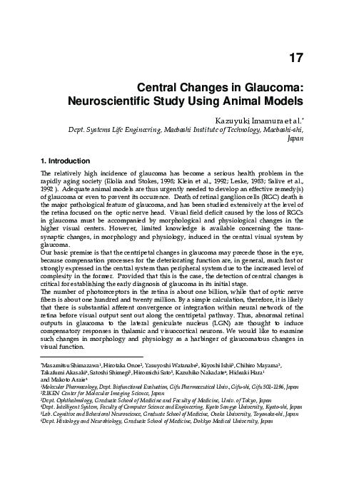(PDF) Central Changes in Glaucoma: Neuroscientific Study Using Animal ...