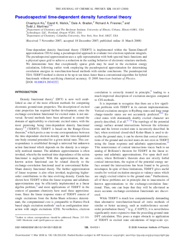 (PDF) Pseudospectral time-dependent density functional theory