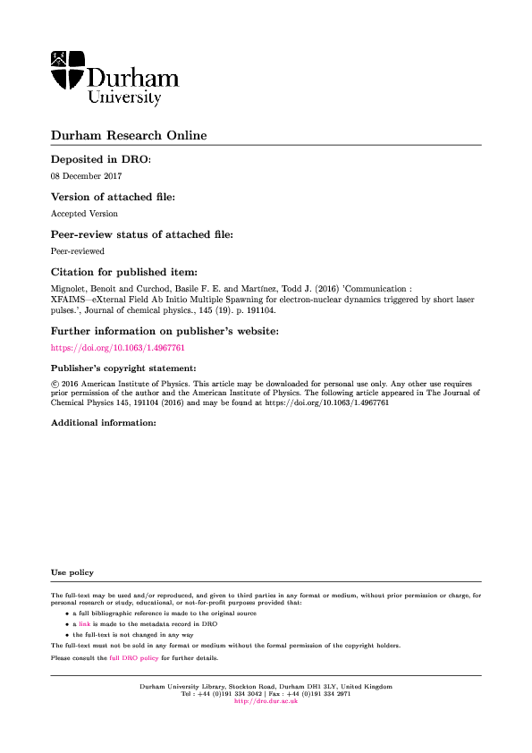 Pdf Communication Xfaims External Field Ab Initio Multiple Spawning