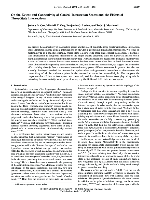 (PDF) On the Extent and Connectivity of Conical Intersection Seams and ...