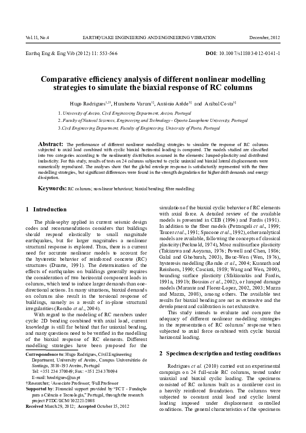 (PDF) Comparative efficiency analysis of different nonlinear modelling strategies to simulate ...
