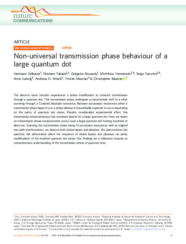 (PDF) Non-universal transmission phase behaviour of a large quantum dot