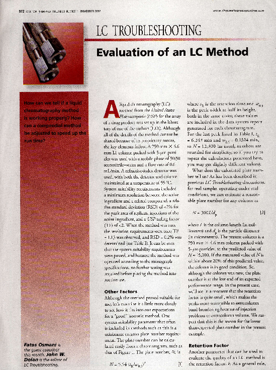 (PDF) Evaluation of an LC Method
