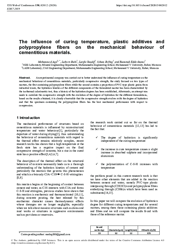 (PDF) The effect of elevated temperature curing treatment on the compression strength of ...