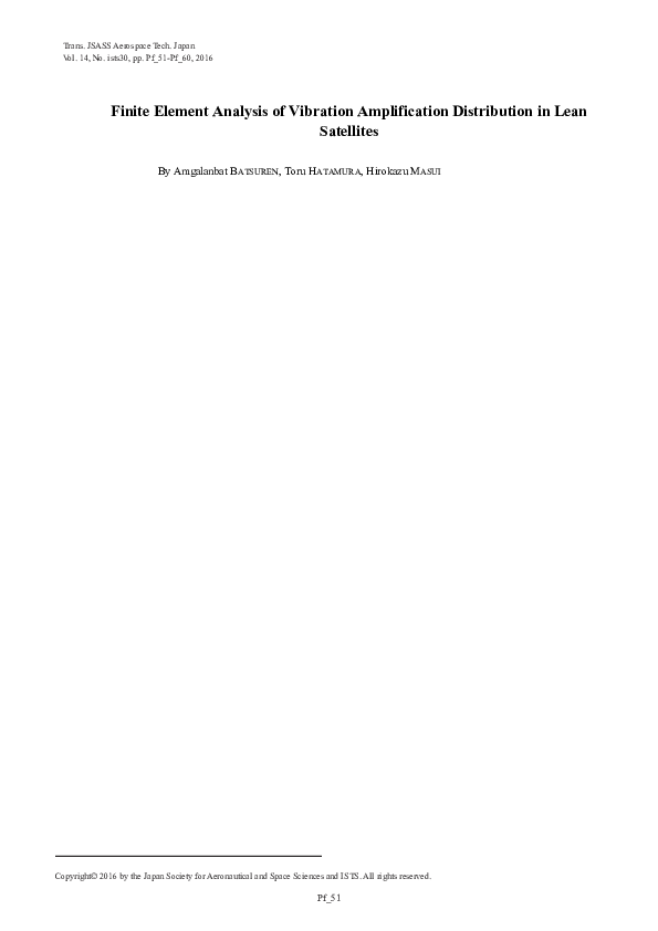 Pdf Finite Element Analysis Of Vibration Amplification Distribution In Lean Satellites