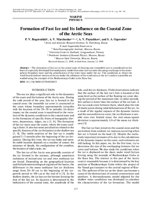 (PDF) Formation of fast ice and its influence on the coastal zone of ...