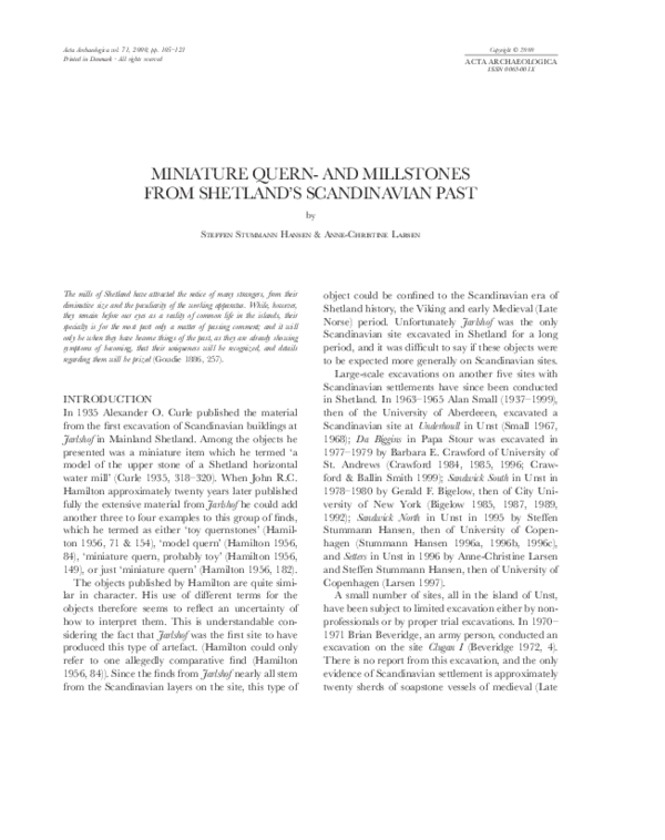 (PDF) Miniature Quern- and Millstones from Shetland's Scandinavian Past
