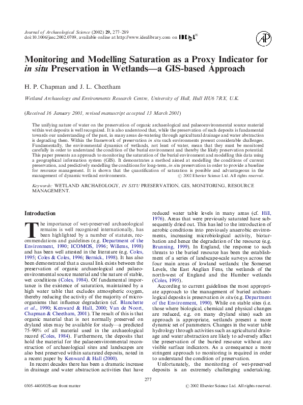 (PDF) Monitoring and Modelling Saturation as a Proxy Indicator for in ...