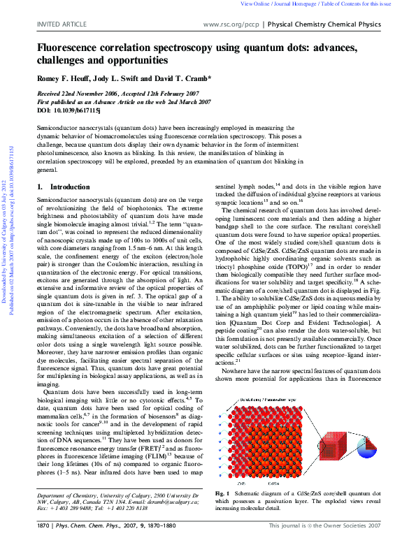 Pdf Fluorescence Correlation Spectroscopy Using Quantum Dots