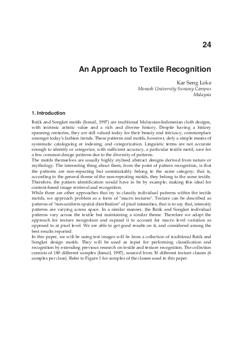 (PDF) An Approach to Textile Recognition