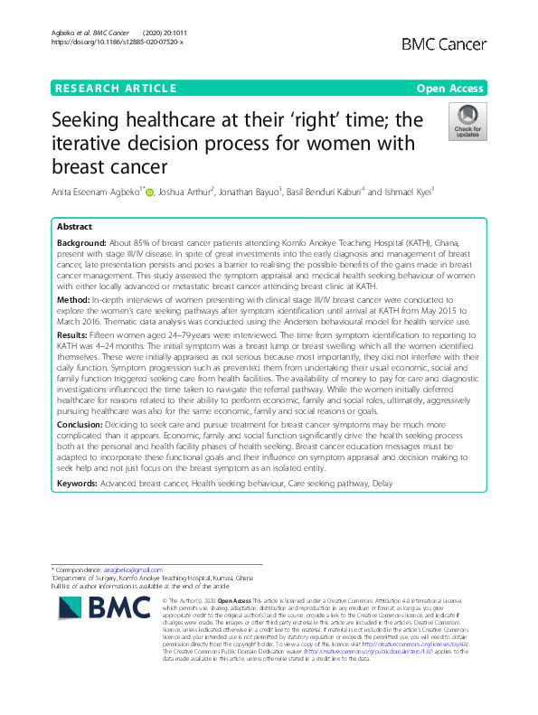 (PDF) Seeking healthcare at their 'right' time; the iterative decision ...