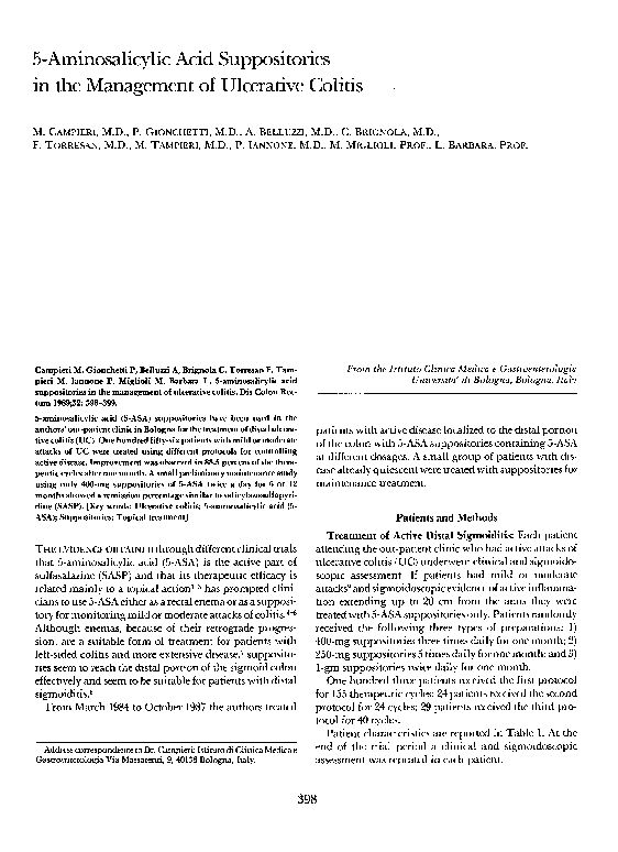 (PDF) 5-Aminosalicylic acid suppositories in the management of ...