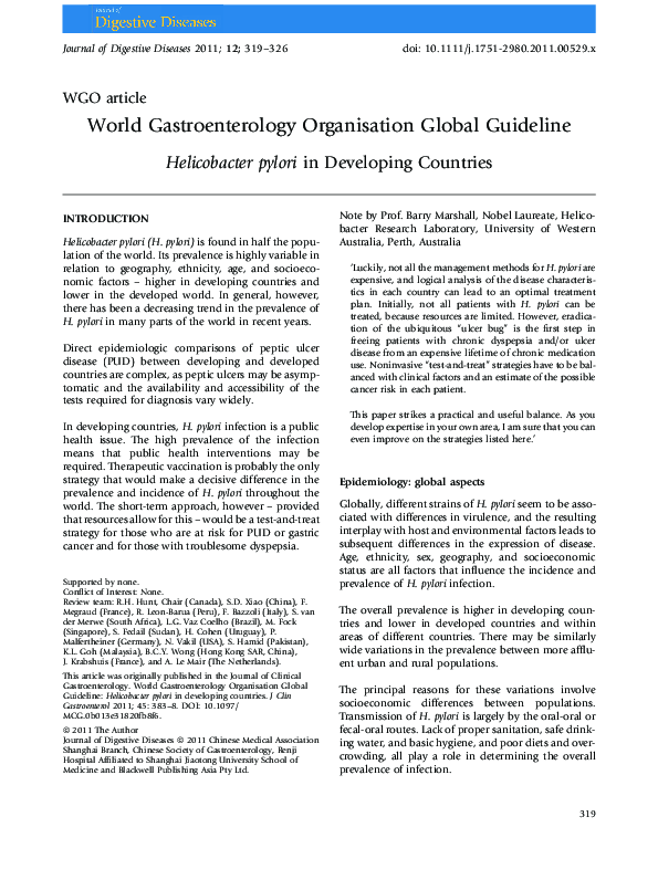 (PDF) World Gastroenterology Organisation Global Guidelines
