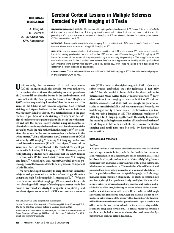 (PDF) 8T MRI Reveals MS Cortical Lesions Undetected at 1.5T