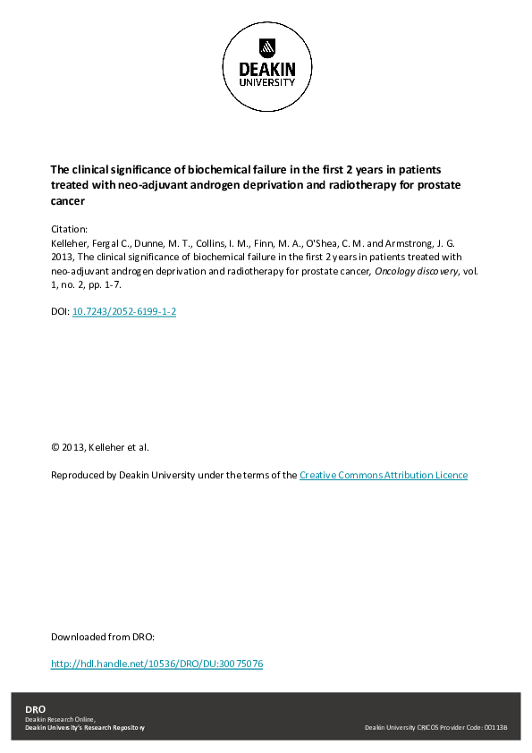 (PDF) The clinical significance of biochemical failure in the first 2 ...