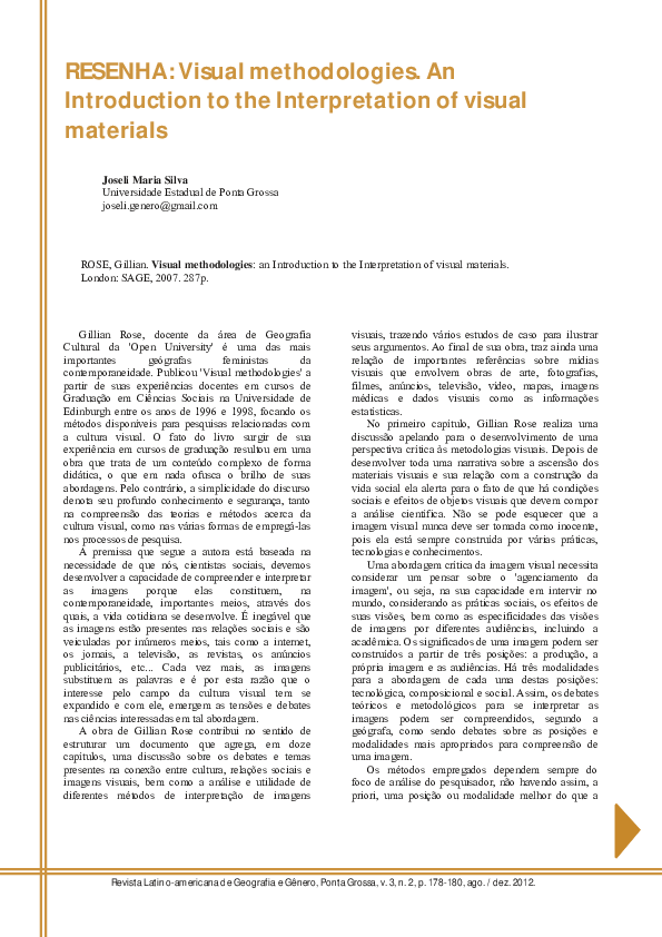 (PDF) Visual methodologies: An introduction to the interpretation of visual