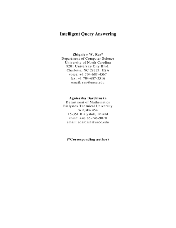 (PDF) Intelligent query answering