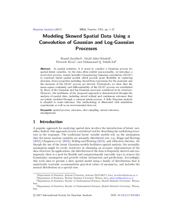 Pdf Modeling Skewed Spatial Data Using A Convolution Of Gaussian And