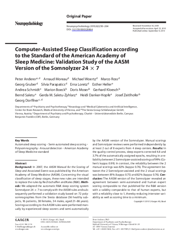 (PDF) Computer-Assisted Sleep Classification according to the Standard of the American Academy ...