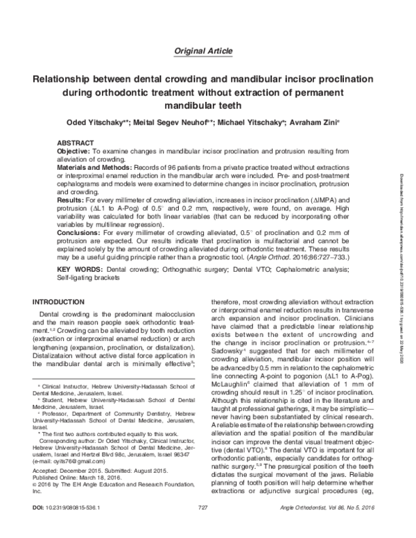 (PDF) Relationship between dental crowding and mandibular incisor ...